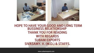 Subam exports | PDF | Manufacturing Industry | Industries
