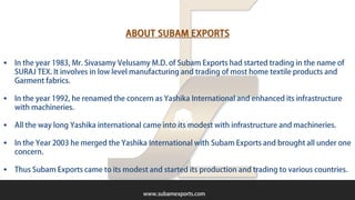 Subam exports | PDF | Manufacturing Industry | Industries