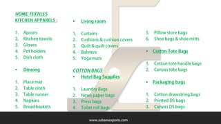 Subam exports | PDF | Manufacturing Industry | Industries