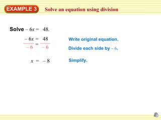 Sub and mult. one step equations | PPT