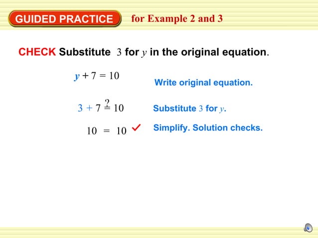 Sub and mult. one step equations | PPT