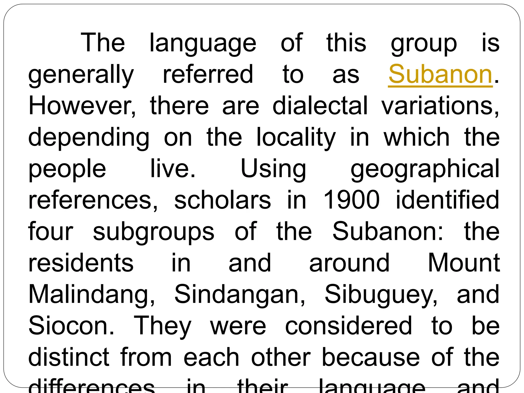 Indigenous People of the Philippines-Subanen | PPTX
