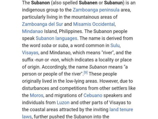 Phil. Indigenous Community - SUBANON IN ZAMB-WPS Office.ppt