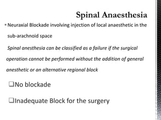 Sub arachnoid block failure | PPTX