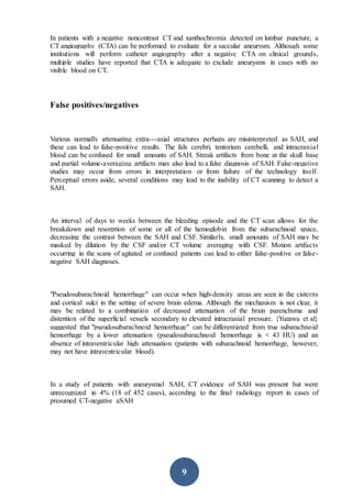 Subarachnoid hemorrhage imaging | DOCX | Blood Disorders | Diseases and ...