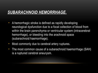 lecture on subarachnoid hemorrhage.pptx.important clues | PPTX