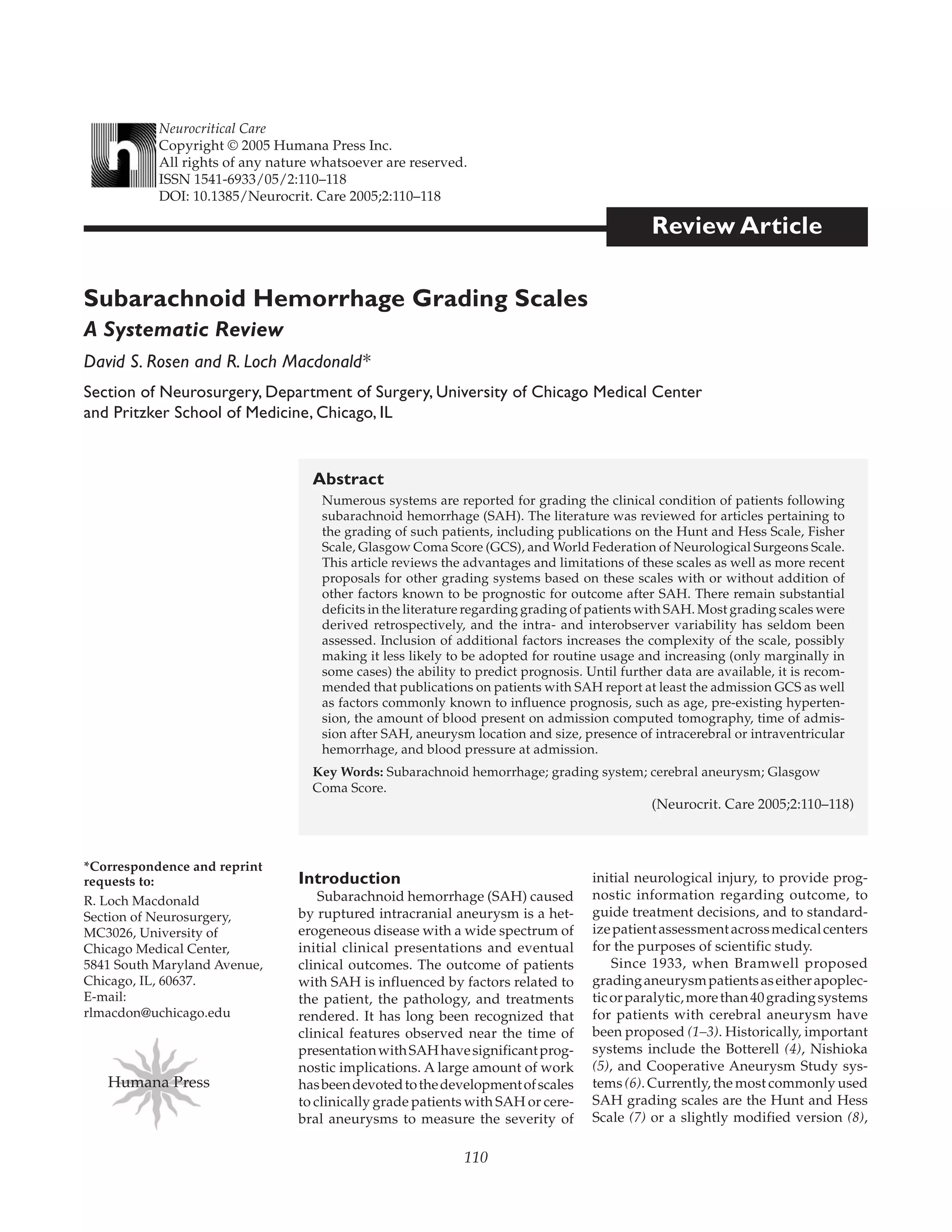 Subarachnoid hemorrhage grading_scales | PDF