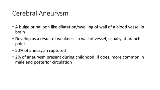 Subarachnoid Hemorrhage (SAH) and Aneurysm presentation.pptx | Brain ...