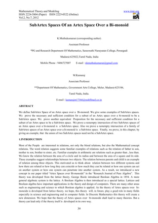 Sub artex spaces of an artex space over a bi monoid | PDF