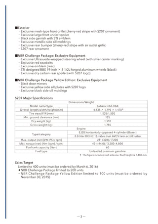 Subaru wrx sti s207 press release | PDF | Performance Cars | Auto Type