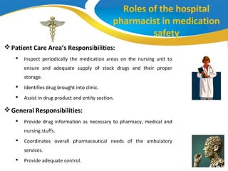 Role of the pharmacist in medication safety. | PPT