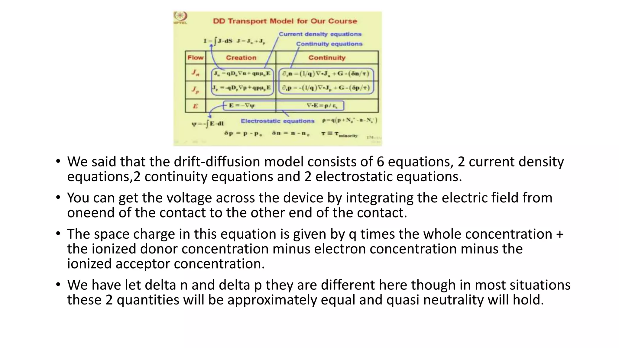 DRIFT DIFFUSION TRANSPORT MODEL | PPTX | Physics | Science