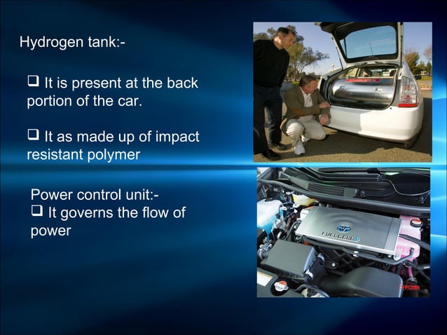 hydrogen powered car and its parts worklng images | PPT