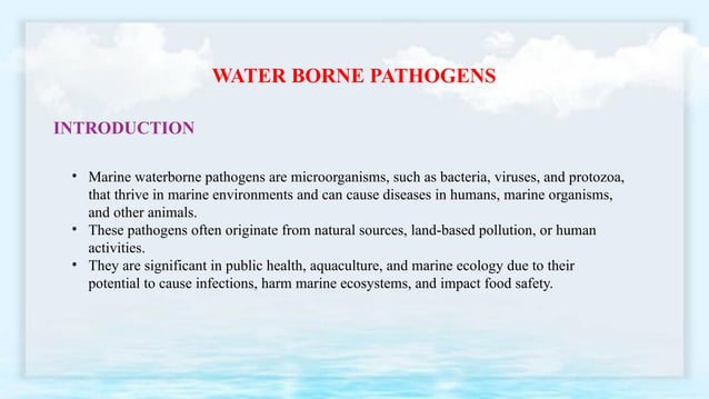 Marine microbial diseases-Water borne bcterial pathogens | PPT