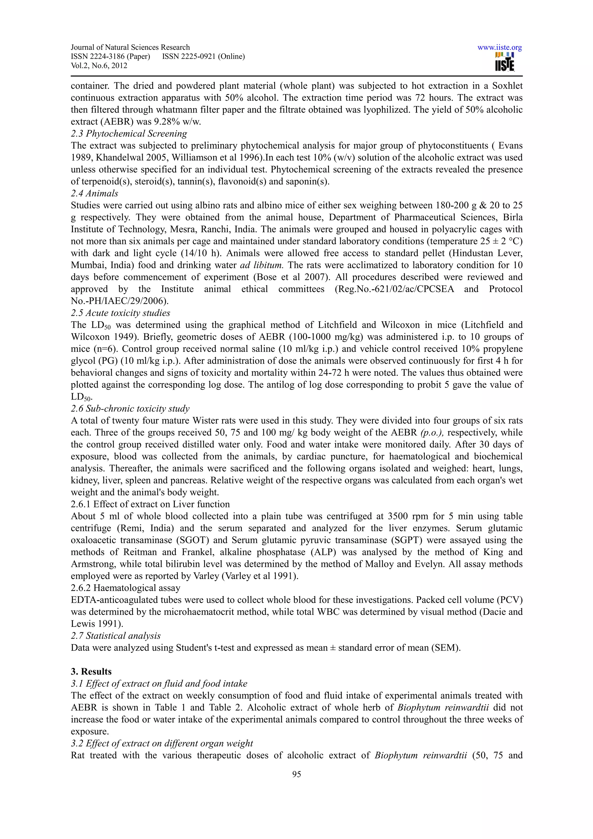 Sub chronic toxicity potential of the alcoholic extract of biophytum ...