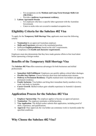 A Comprehensive Guide to the Subclass 482 Visa and Temporary Skill ...