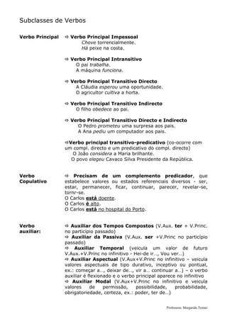 Subclasses de verbos | PDF