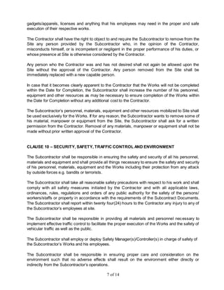 Subcontract Agreement of Concrete/Earth Works (Purchase this doc, Text: 08118887270 (Whatsapp ...