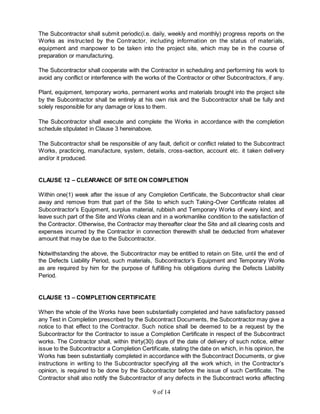 Subcontract Agreement of Concrete/Earth Works (Purchase this doc, Text ...