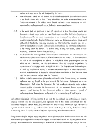 Subcontract Agreement to Perform Building Work (Purchase this doc, Text ...