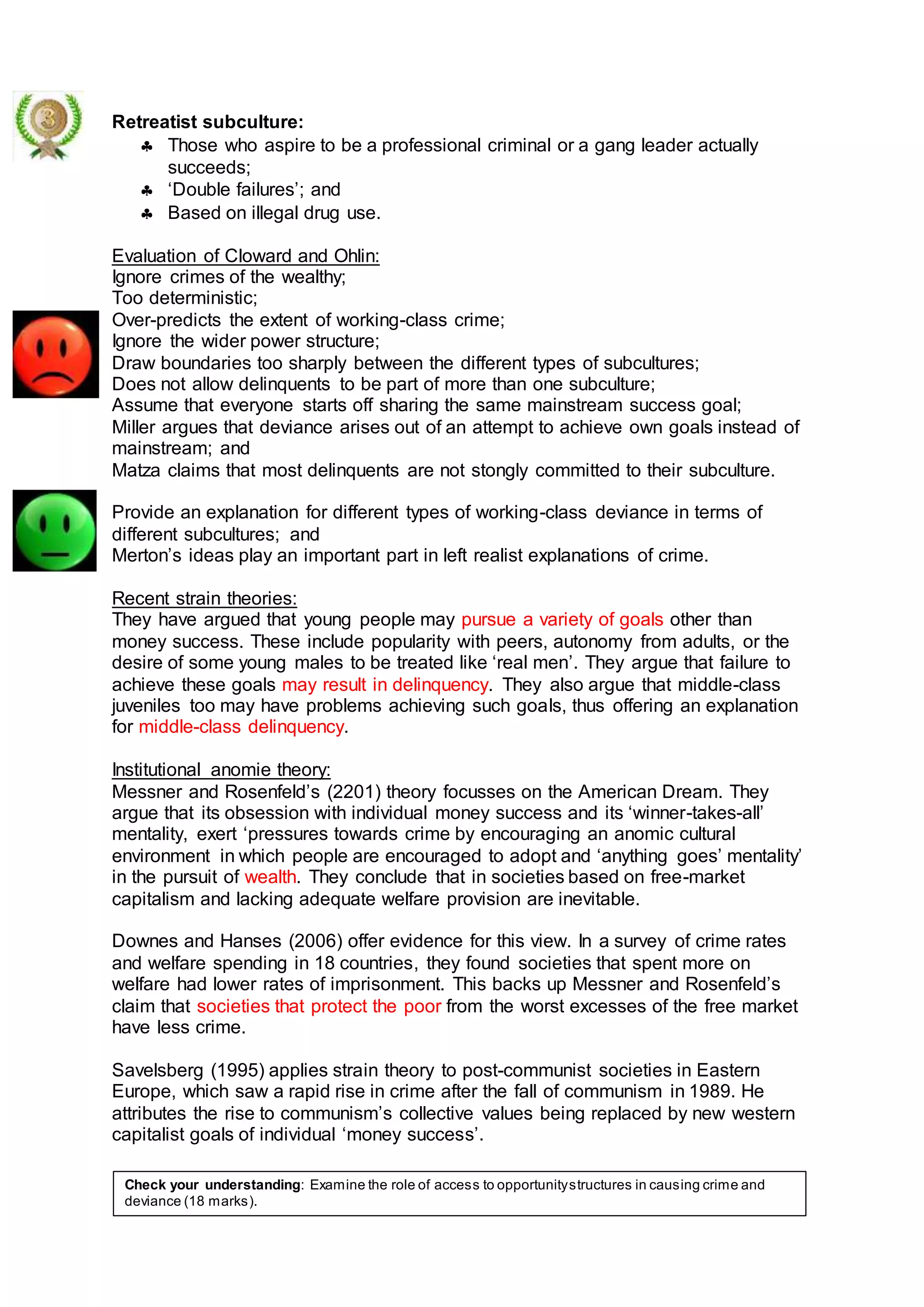 Subcultural strain theories | DOCX