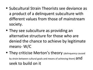 Subcultural strain theorists l1 | PPT