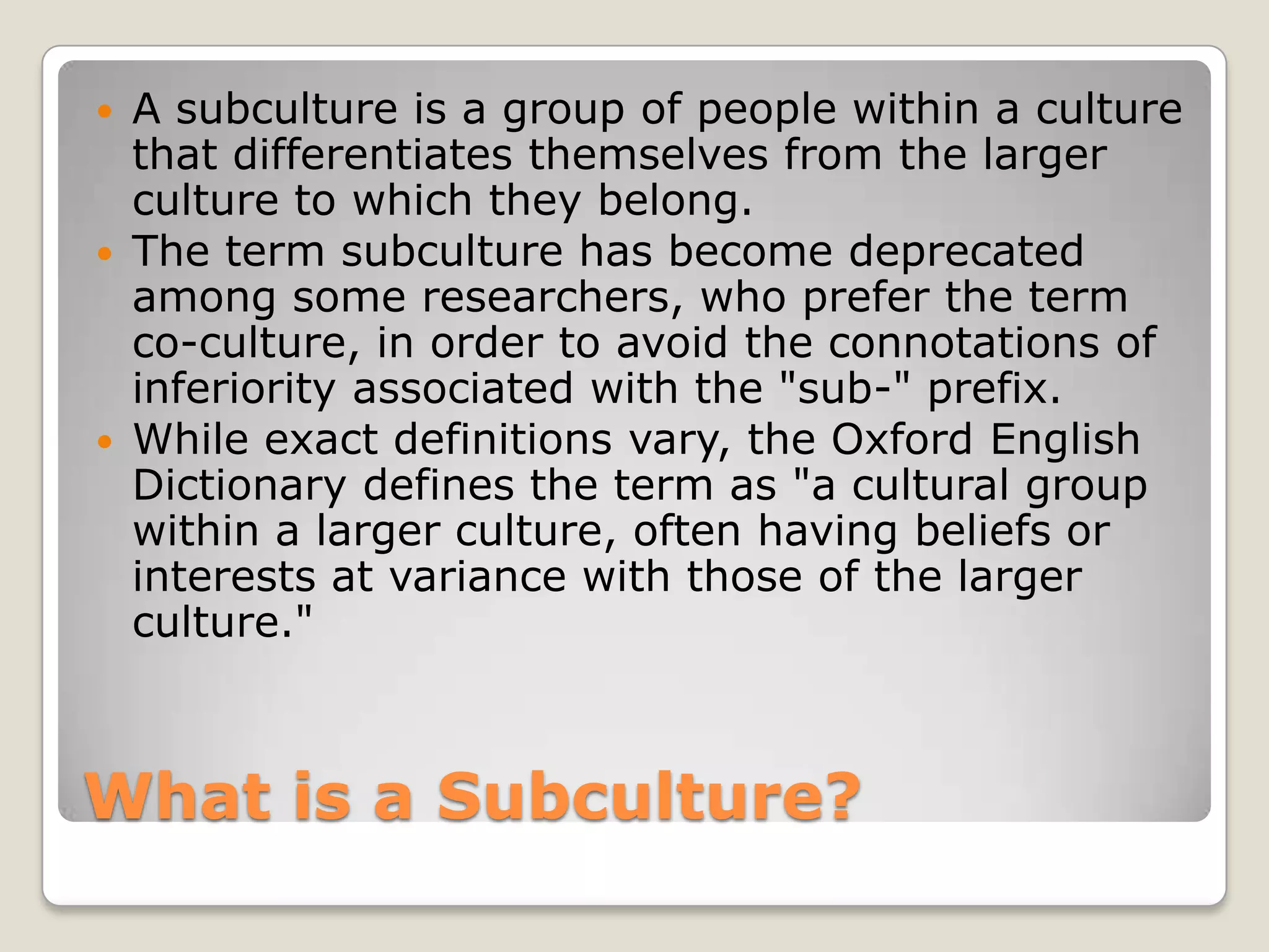 Subcultures | PPTX