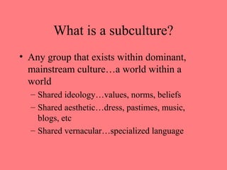 Subcultures and countercultures | PPT