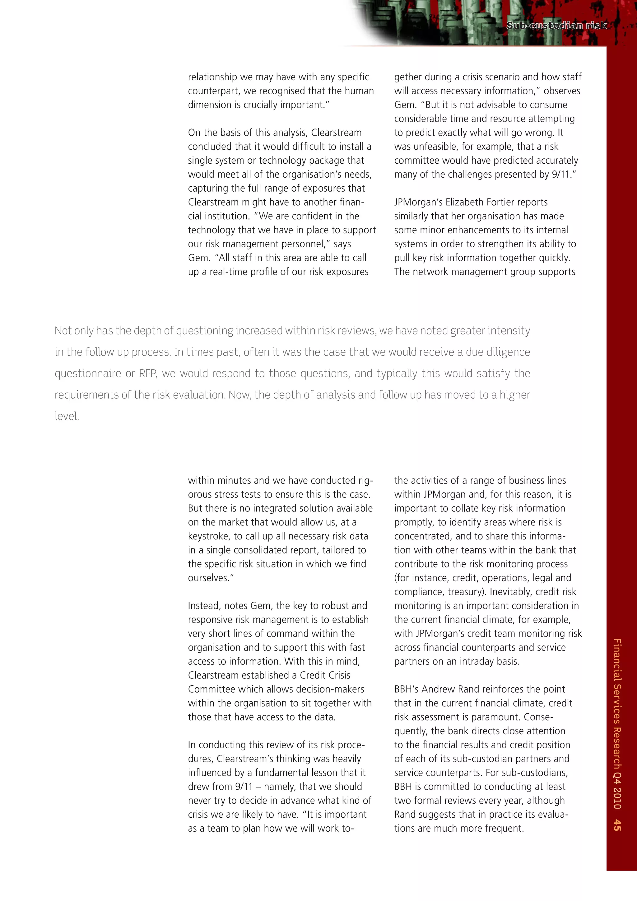 Sub custodian Risk Monitoring: analysing shifts in the industy practise ...