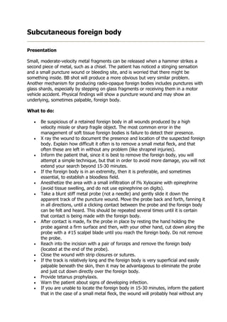 Subcutaneous Foreign Body | DOC
