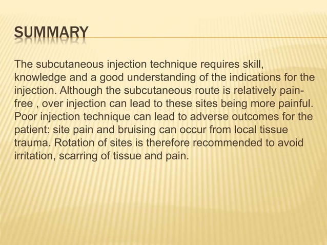Subcutaneous injection | PPTX | First Aid | Injuries