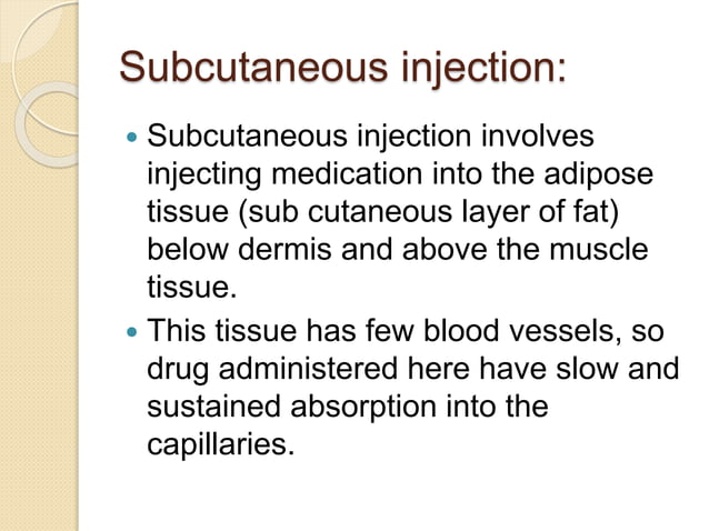 Subcutaneous injection (Procedure, sites and complications) | PPTX
