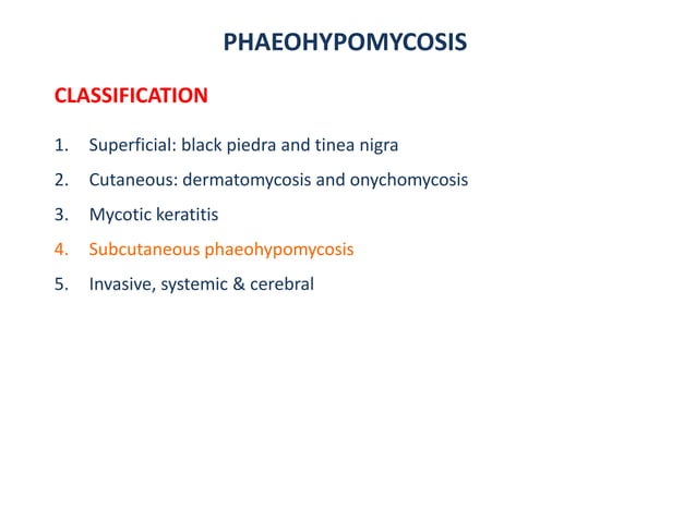 Subcutaneous Mycosis | PPTX | Skin and Dermatology | Diseases and ...