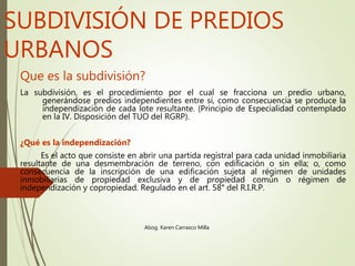 Subdivisión e independización urbano | PPTX
