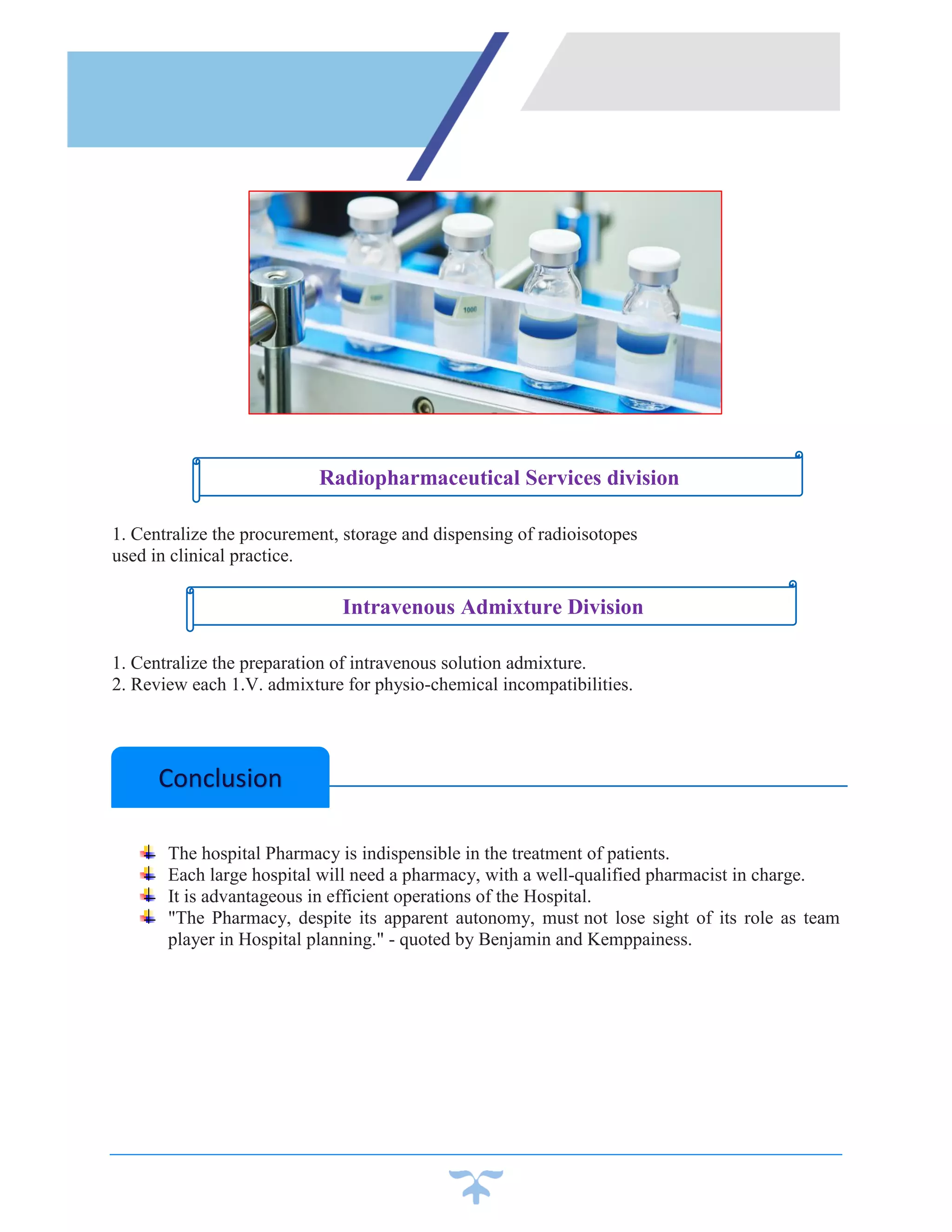 Sub divisions of hospital pharmacy | PDF