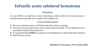 Subdural hemorrhage Acute, Chronic & Spontaneous by momen | PPTX
