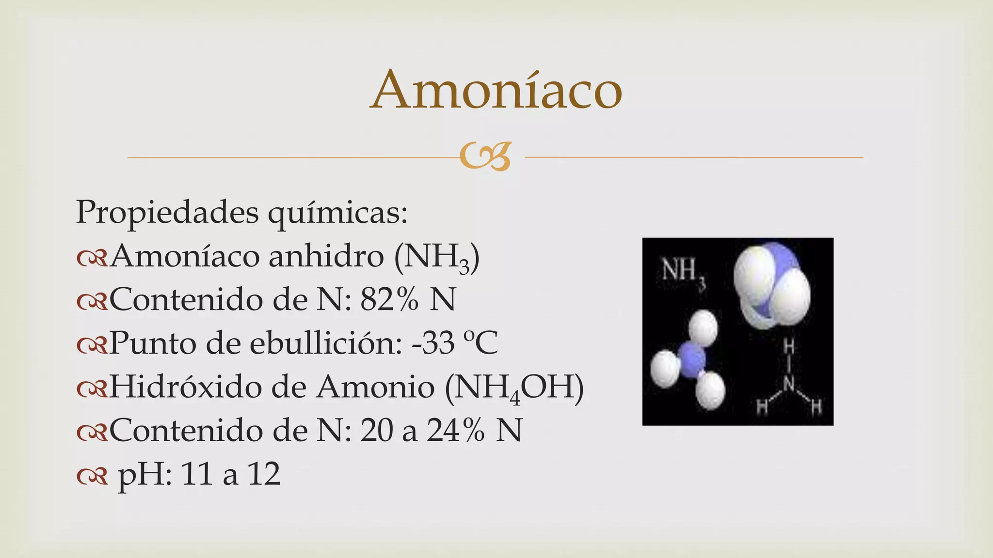 Aplicación del amoníaco en fertilizantes químicos | PPTX