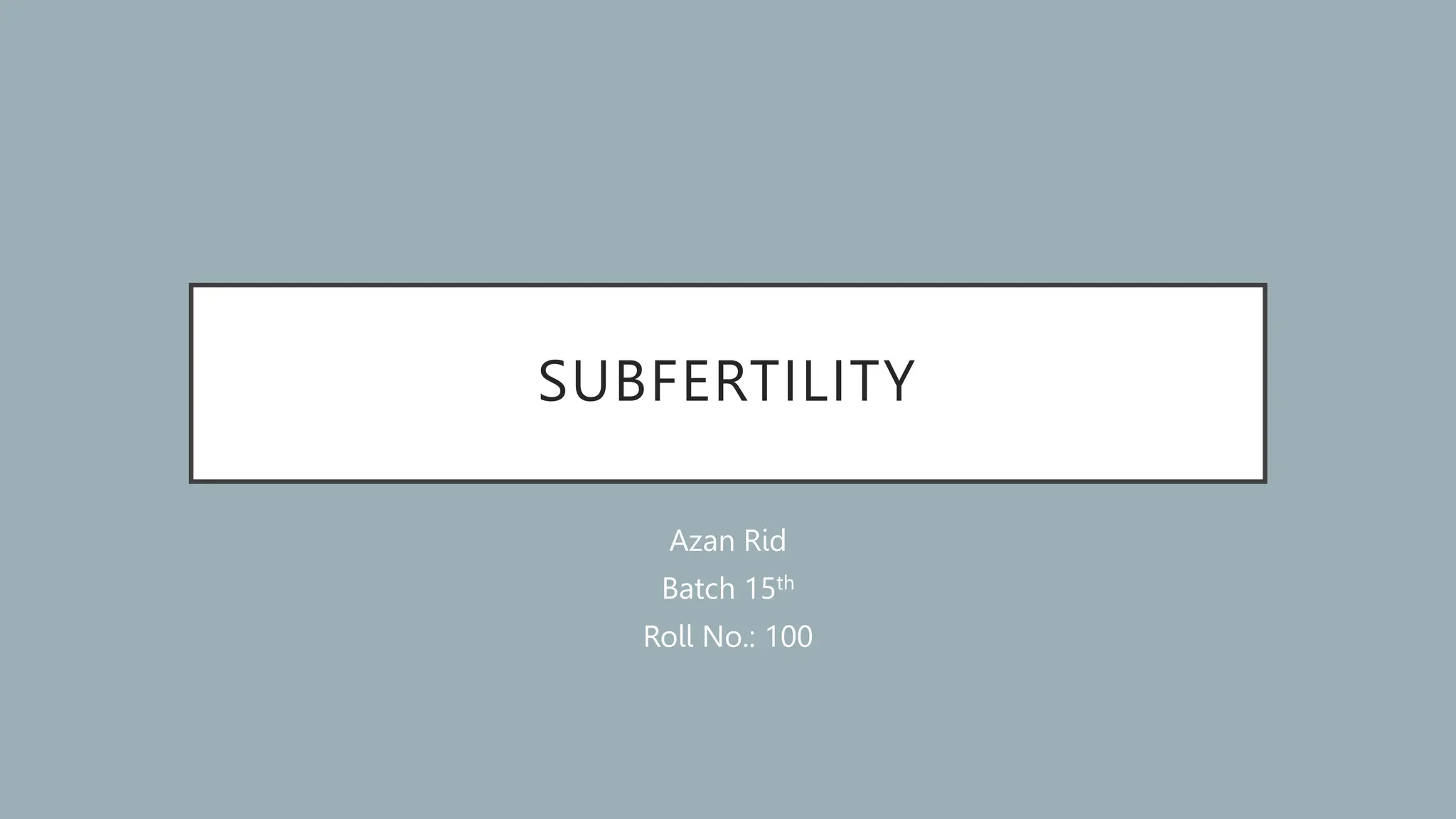 Subfertility | PPTX