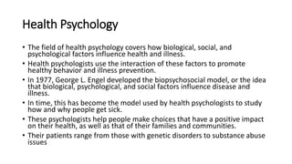 Subfields in Psychology: Psychology is expanding ..... | PPTX