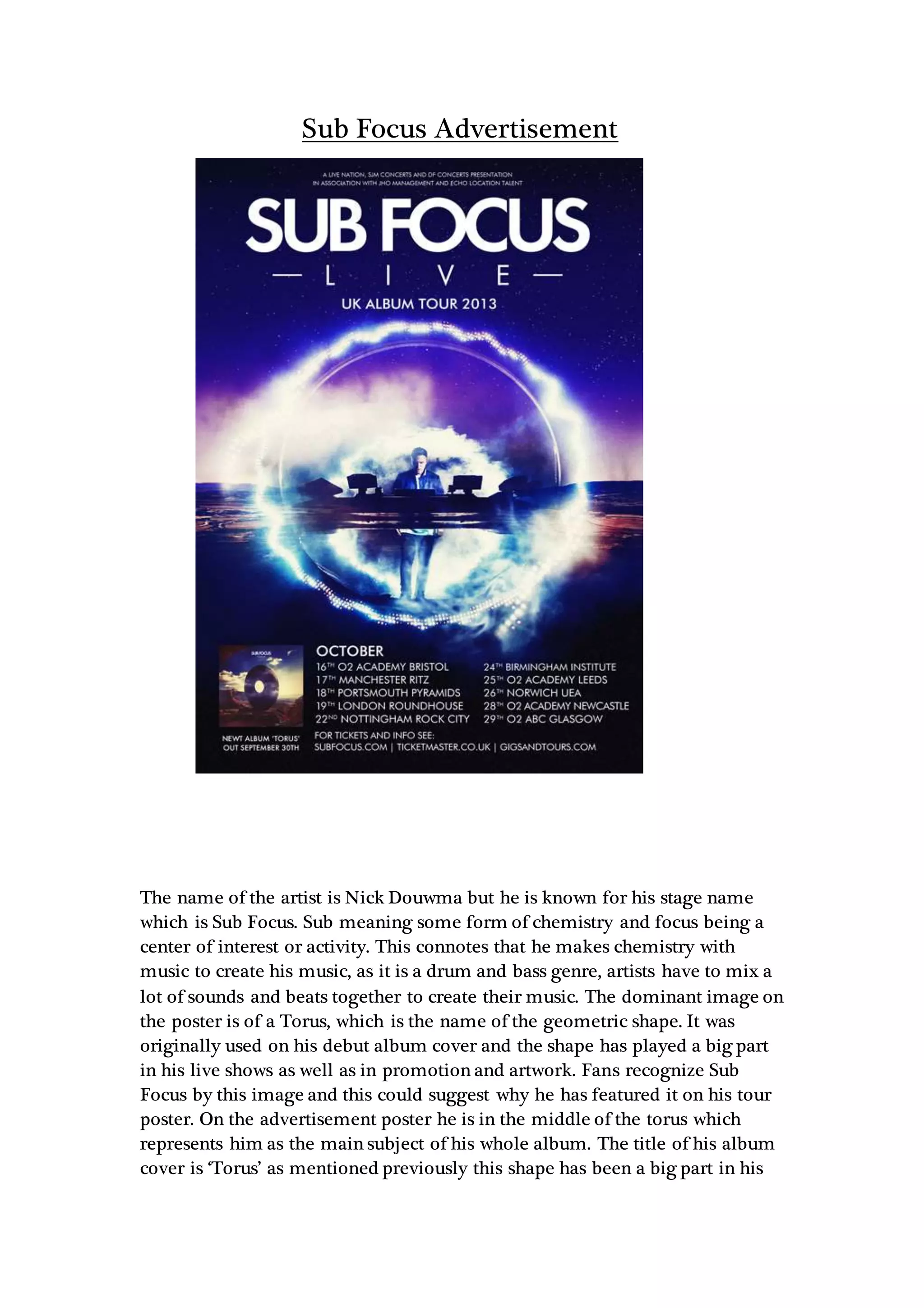 Sub focus advertisement | DOCX