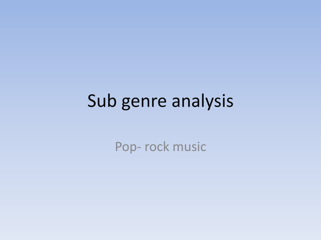 Sub genre analysis | PPT