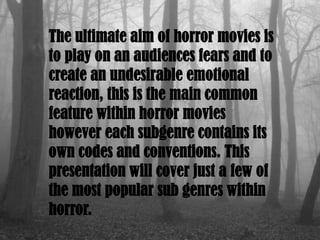 Sub genres in horror | PPT