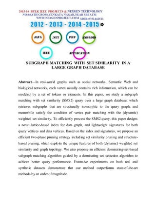 Subgraph matching with set similarity in a | DOCX