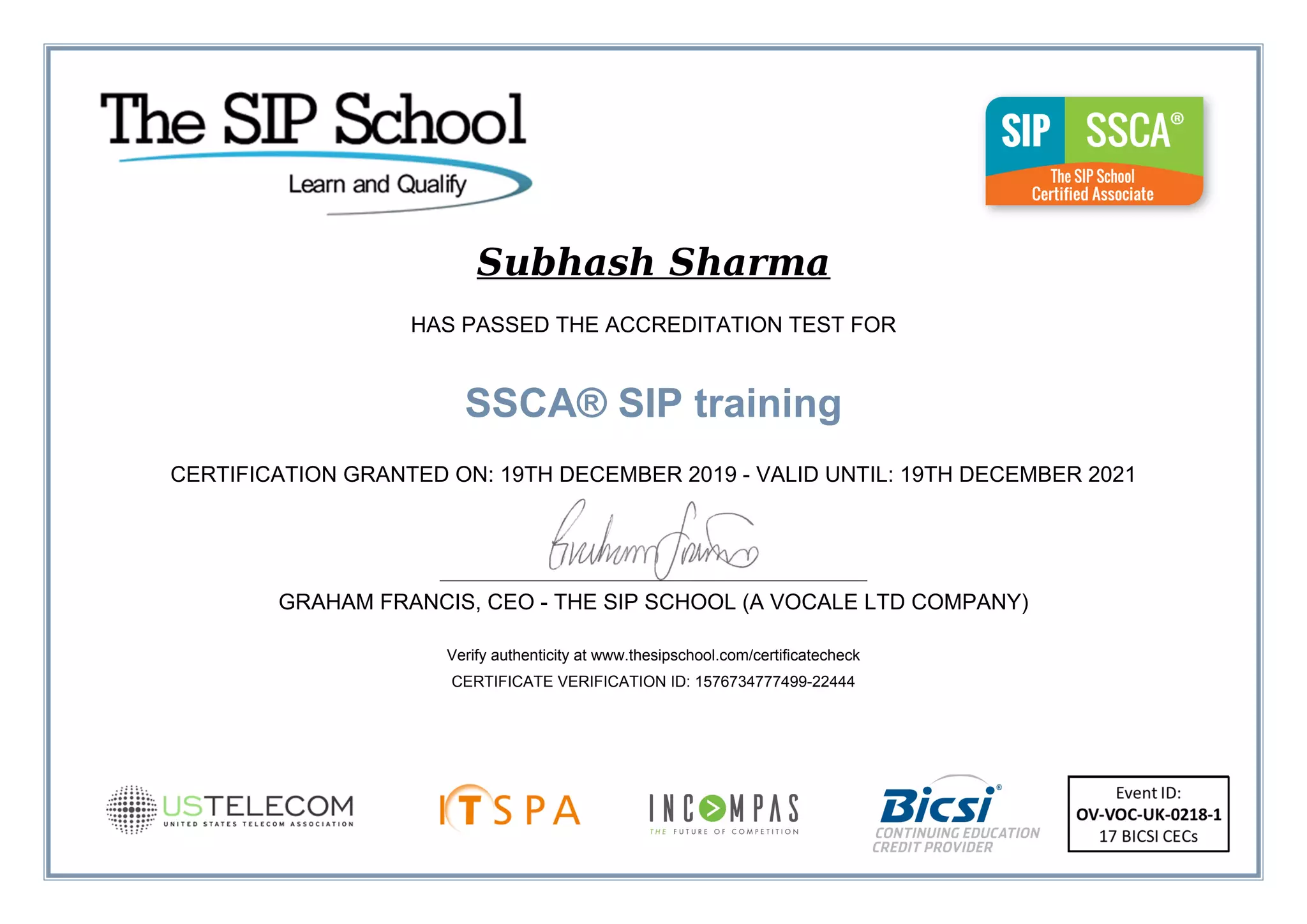 SIP SCA Certification | PPT