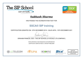 SIP SCA Certification | PPT