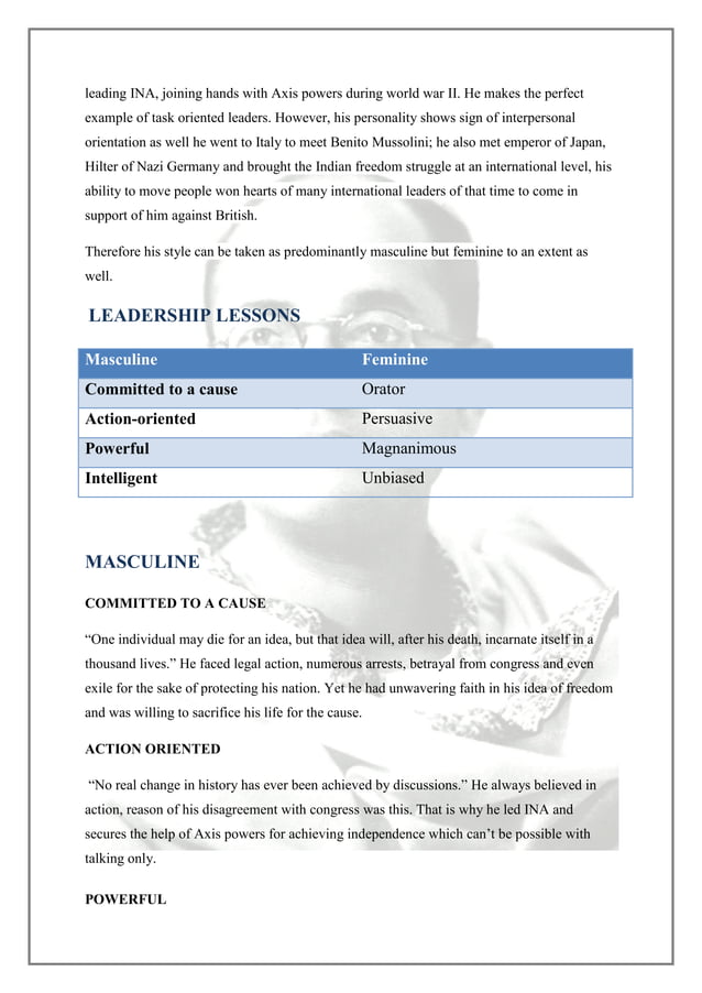 leadership lessons from Subhash chandra bose | PDF