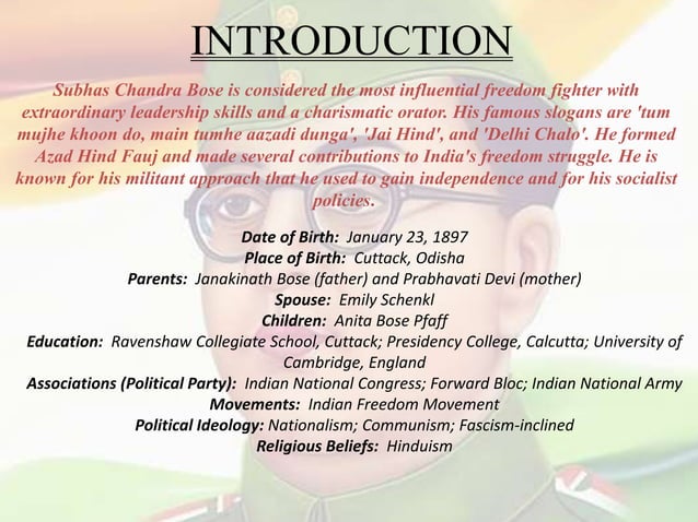 Subhash Chandra Bose &Indian National Army. | PPTX | Hinduism | Religion & Spirituality