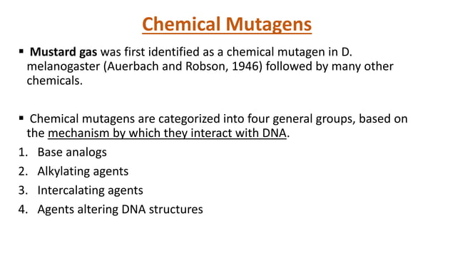 Mechanism of chemical mutagens to induce mutation | PPT