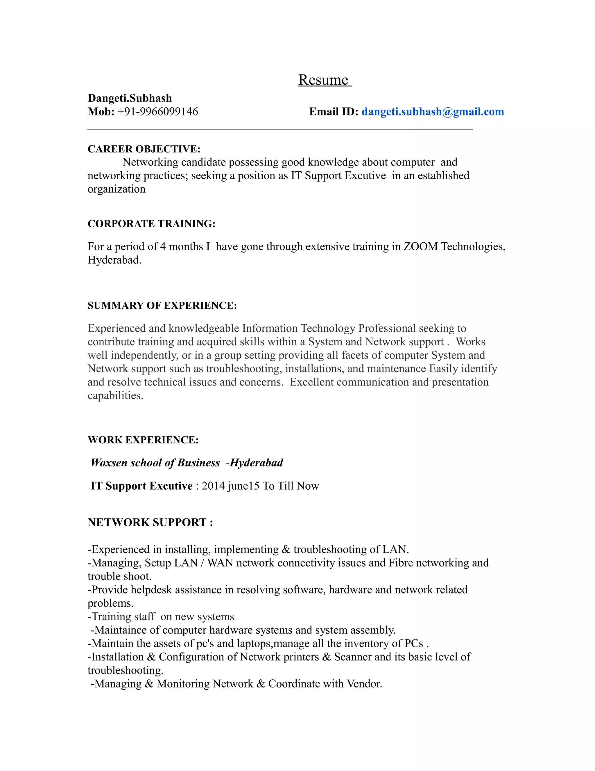 Subhash resume | PDF