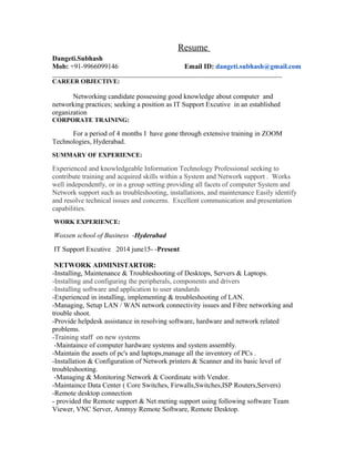 Subhash resume (1) | DOC